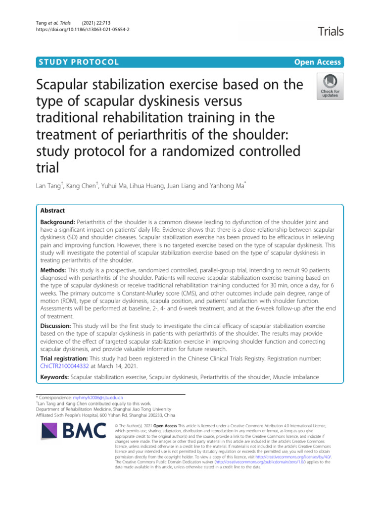 Scapular Stabilization Exercise Based On The Type of Scapular ...