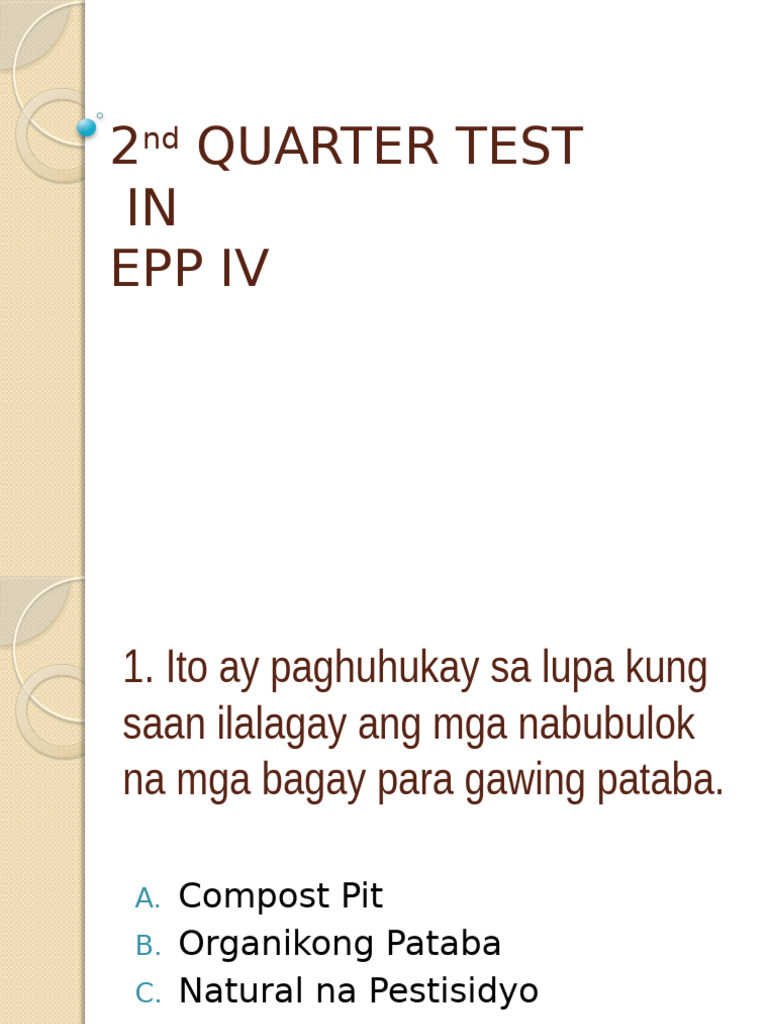 2nd QUARTER TEST Epp | PDF