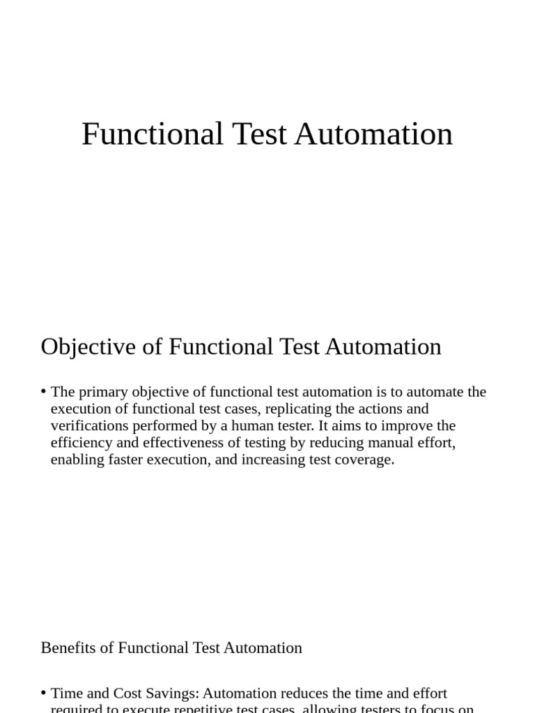 Functional Test Automation Overview | PDF | Selenium (Software ...