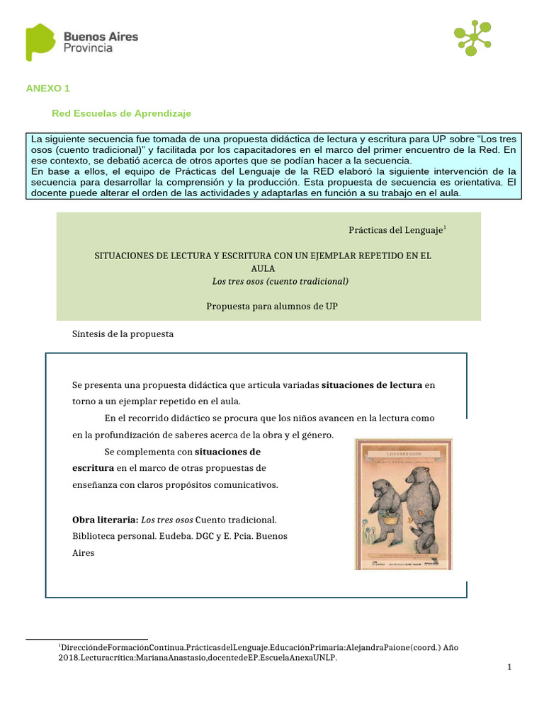 Los 3 Osos Secuencia | PDF | Cuentos | Osos