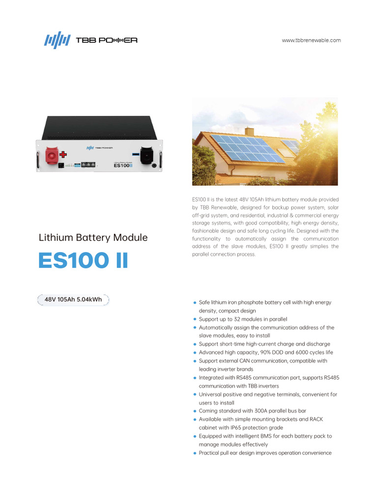 TBB ES100 II Lithium Battery Module | PDF | Lithium Ion Battery | Power ...