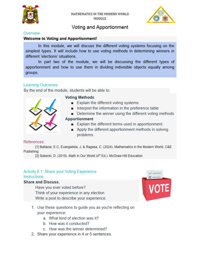 Voting Systems and Apportionment Methods | PDF | Voting | Elections