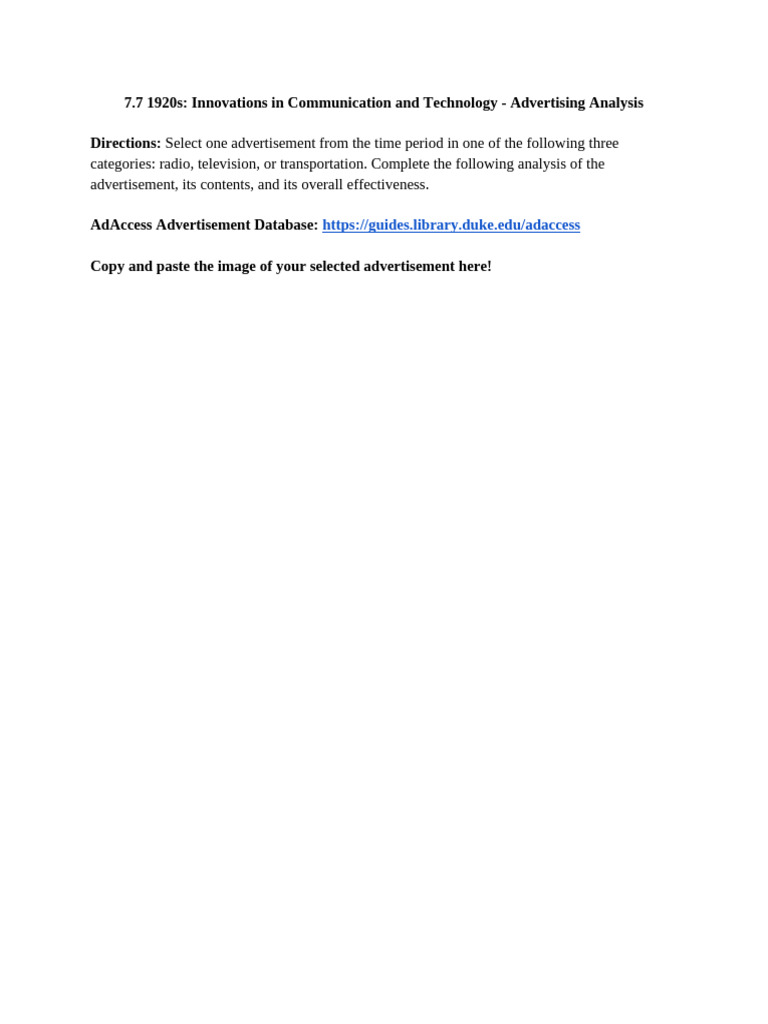 7.7 1920s Advertising Analysis | PDF