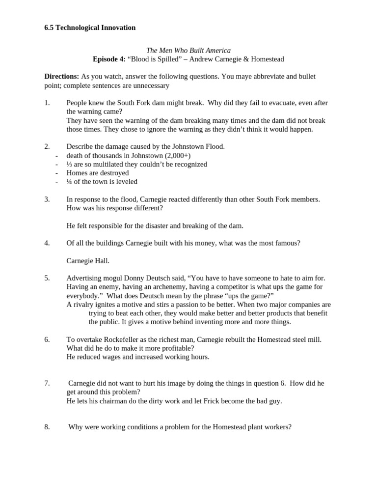 6.5 The Men Who Built America Viewing Guide | PDF