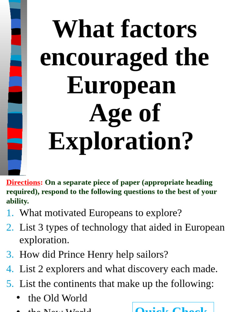 Age of Exploration PWRPT Motivations For European Exploration | PDF ...