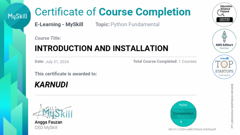 Python Fundamental Course Completion | PDF
