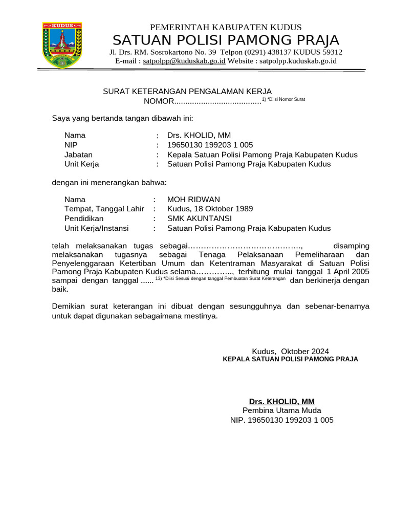 Lampiran IV_Surat Keterangan Pengalaman Kerja (ERNAWATI) | PDF