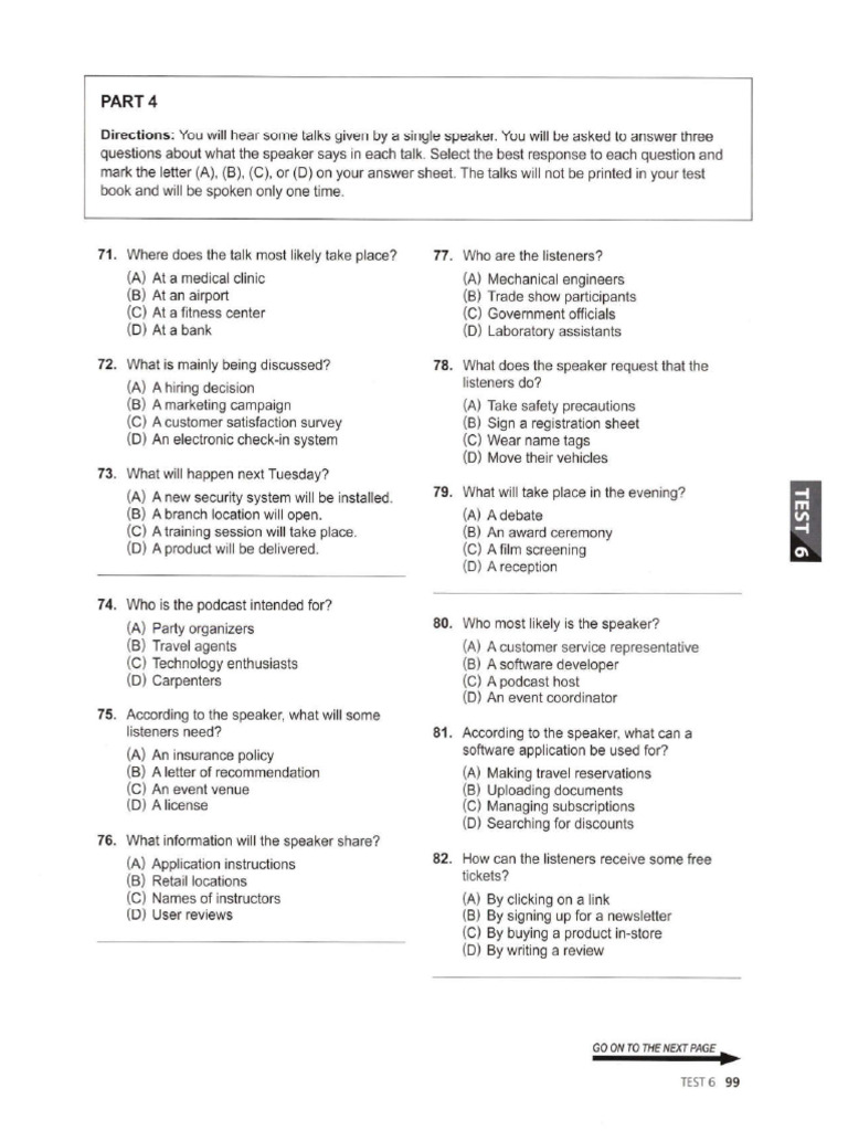 TEST 6 LC (Thêm) | PDF