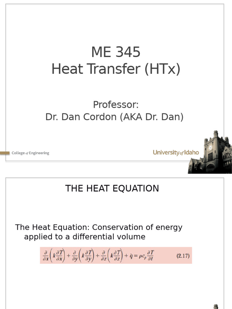 Lecture 08 - Solving Heat Equation | PDF | Heat Transfer | Thermal ...