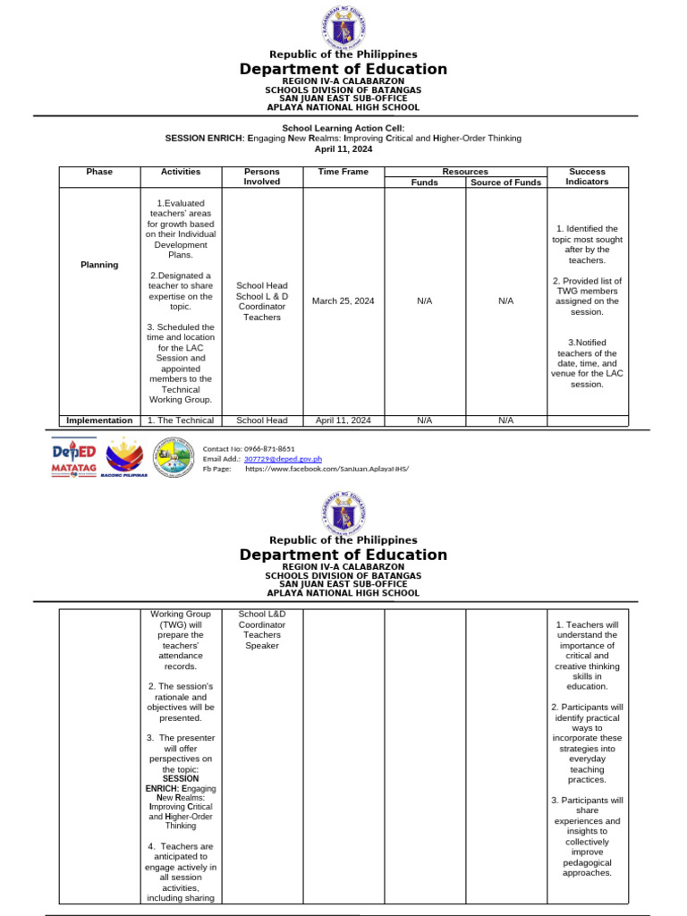 SLAC 7-Session TARGET-Training Proposal | PDF | Evaluation | Intelligence