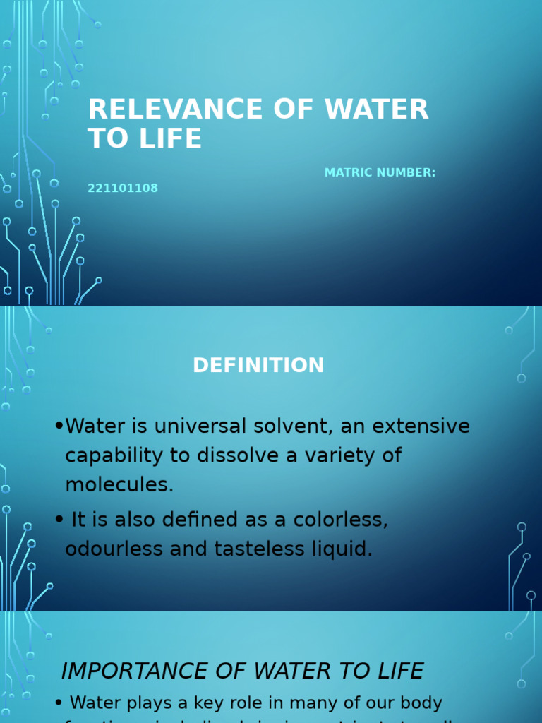 Relevance of Water To Life | PDF