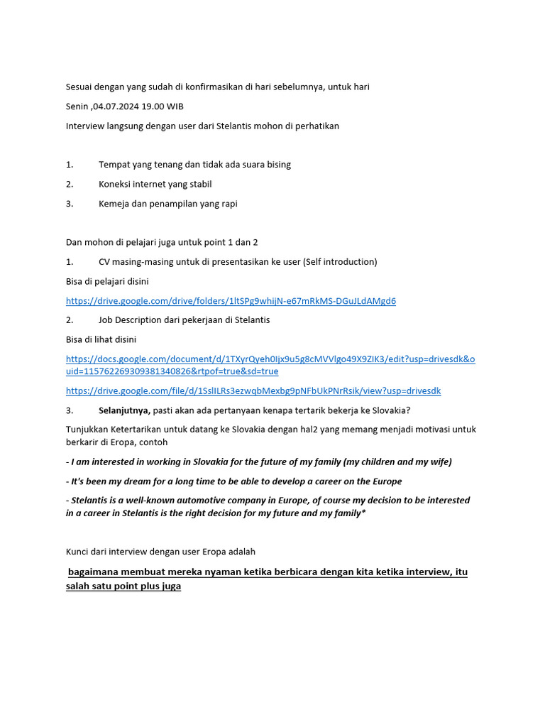 Persiapan Interview Stellantis | PDF