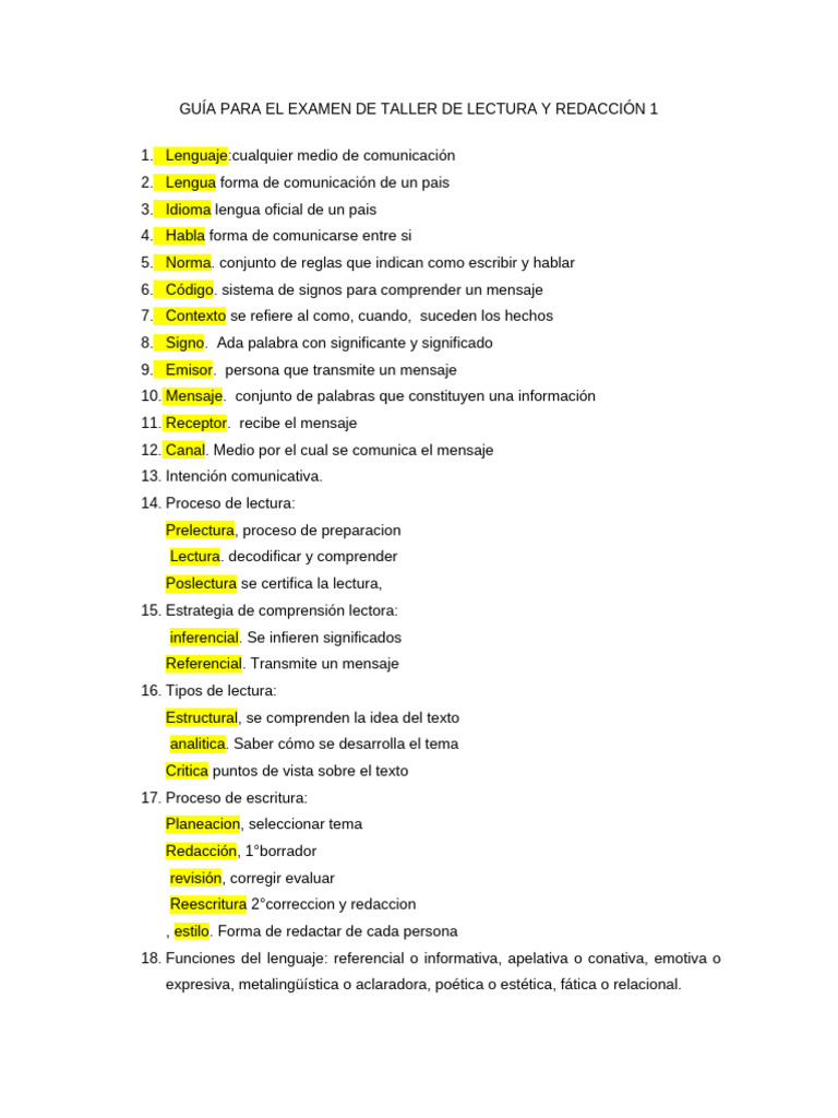 Guía para el Examen de Lectura y Redacción | PDF