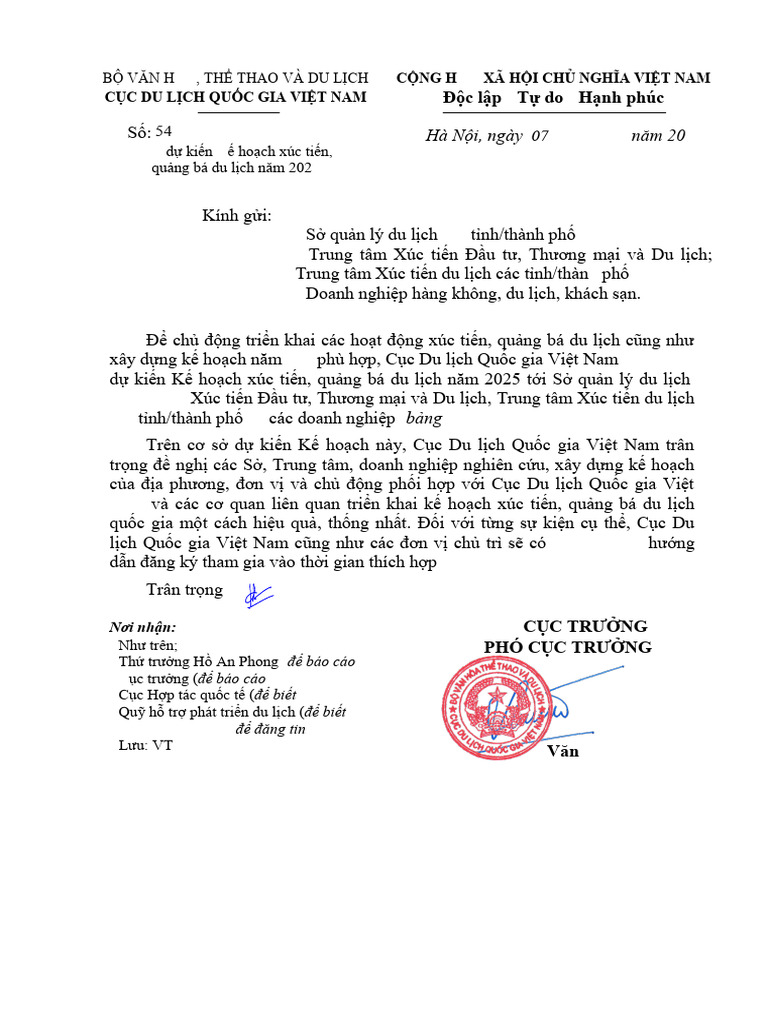 07.01. Cong Van Gui Cac Dia Phuong Ve KH XTQB 20 | PDF