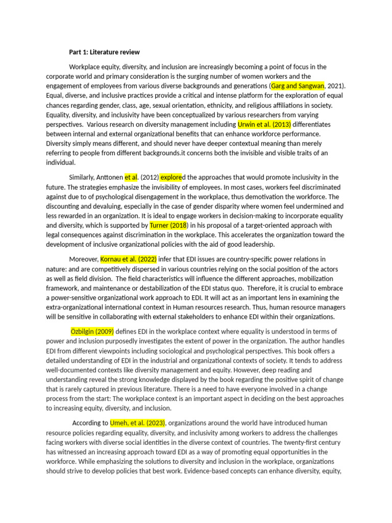 Equality, Diversity and Inclusivity at Workplace Essay | PDF ...