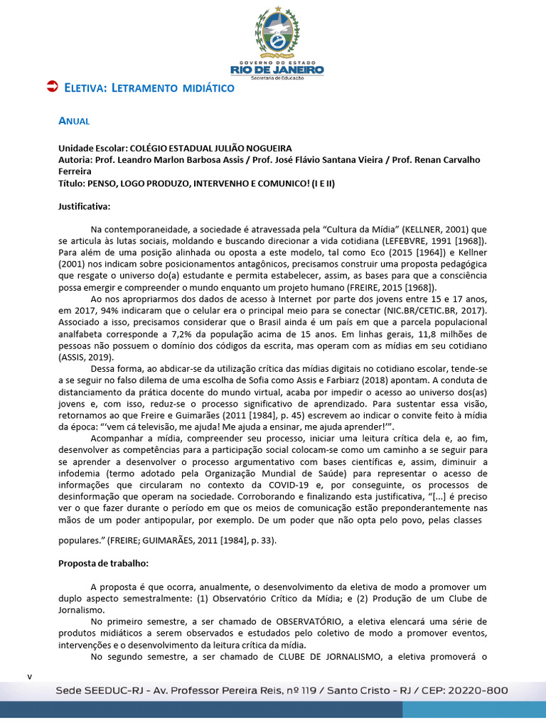 Catalogo Eletivas 2022 337 343 | PDF | Sociologia | Jornalismo