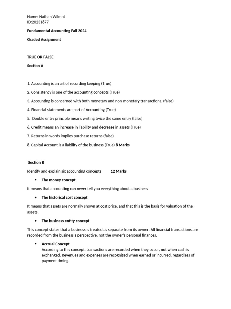 Graded Assignment On Accounting Principles Pdf