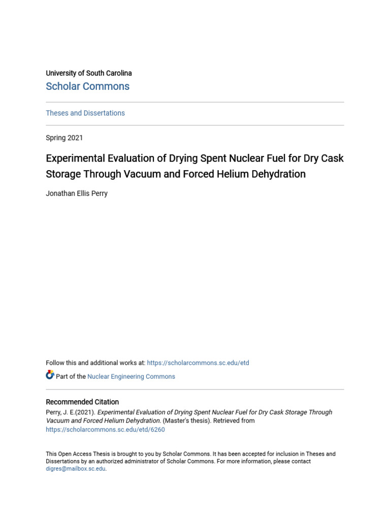 Experimental Evaluation of Drying Spent Nuclear Fuel For Dry Cask | PDF ...