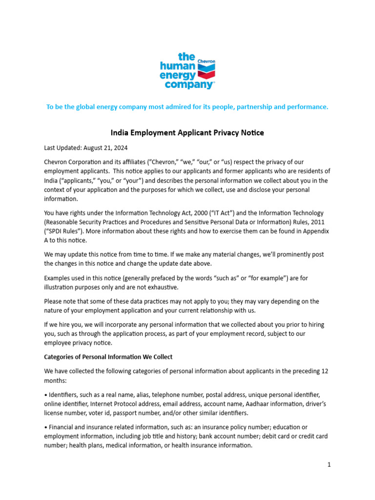 India Employment Applicant Privacy Notice | PDF | Privacy | Employment