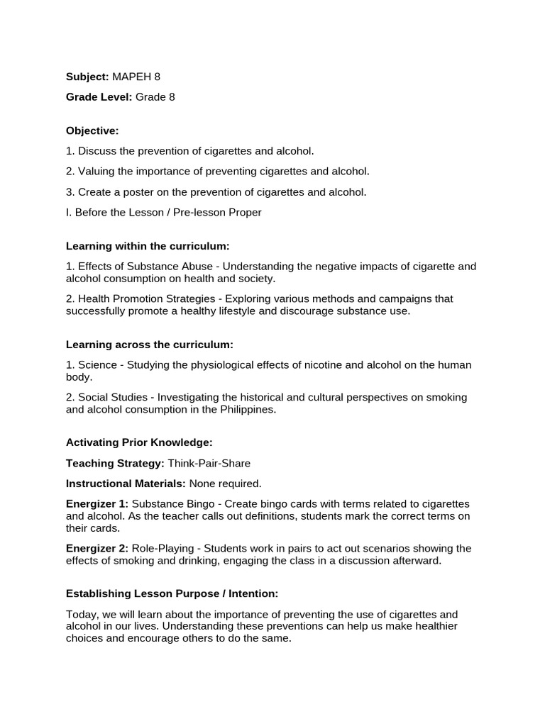 lesson_plan | PDF | Substance Abuse | Smoking