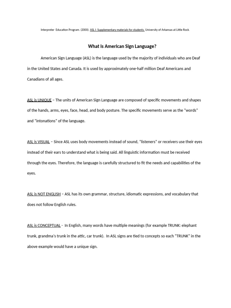 Understanding American Sign Language | PDF
