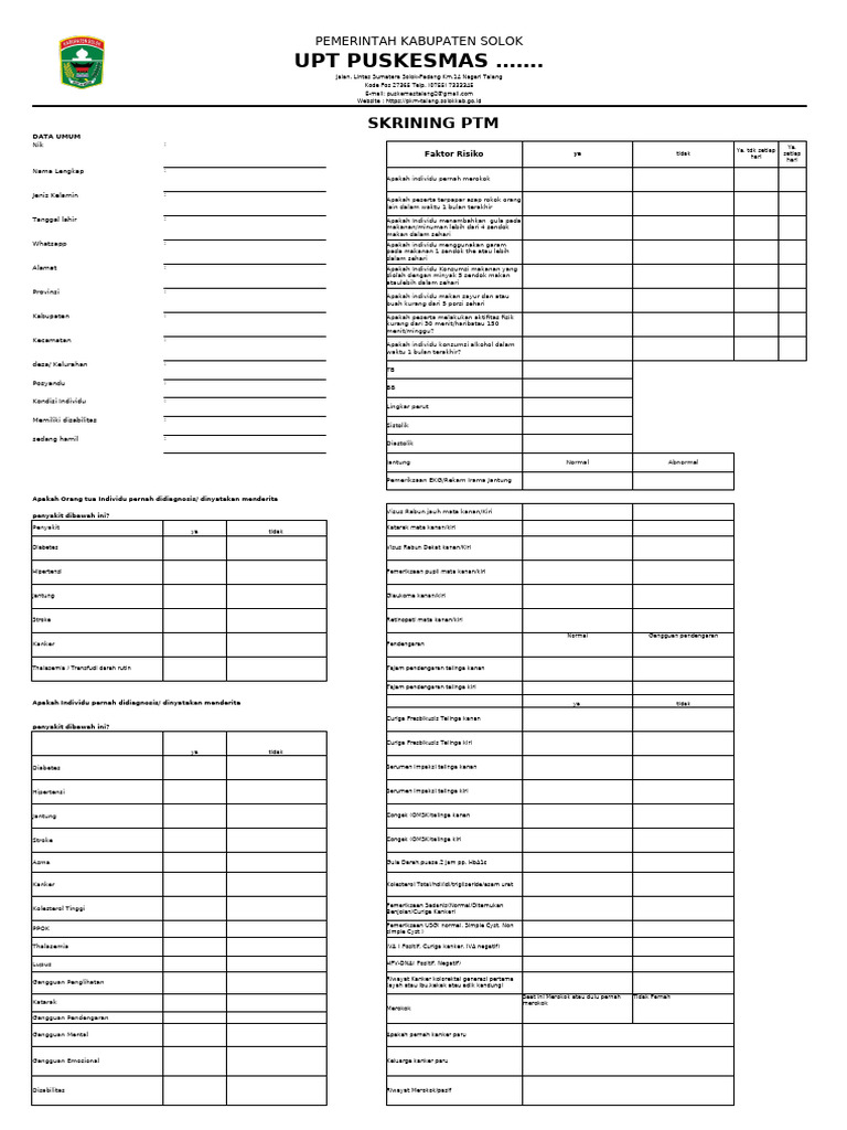 Form Skrining PTM 2025 | PDF