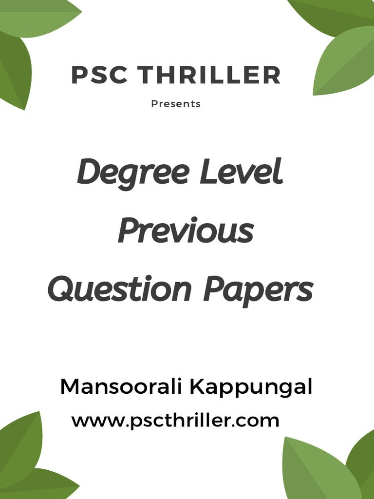 Kerala PSC Degree Level Question Papers | PDF