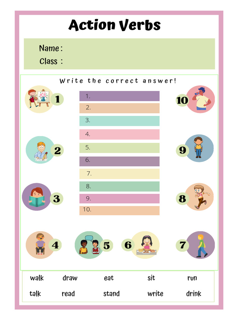 Action Verbs Worksheet | PDF