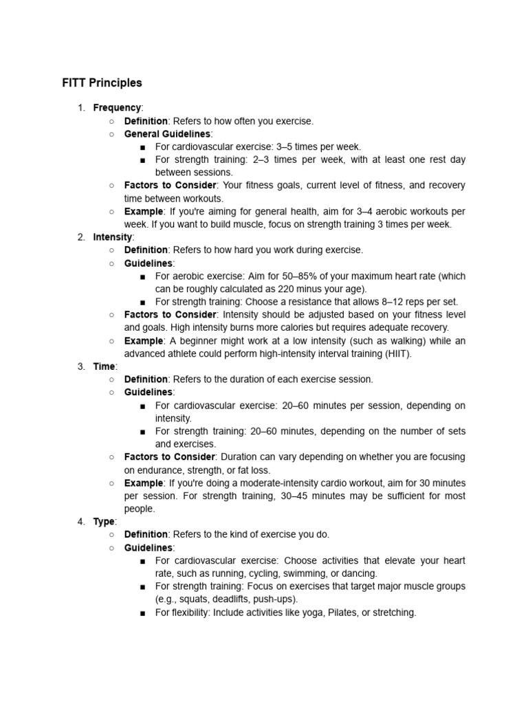 FITT Principles of Training and Body Type - 2 | PDF | Strength Training ...