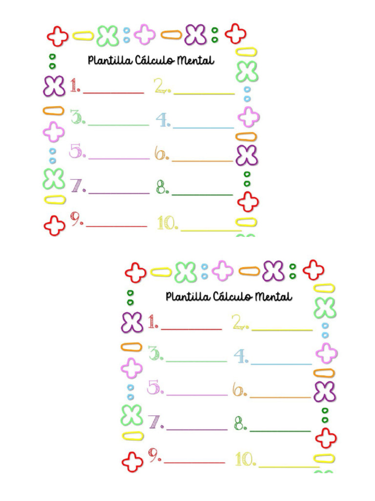 Formato Cálculo Mental | PDF
