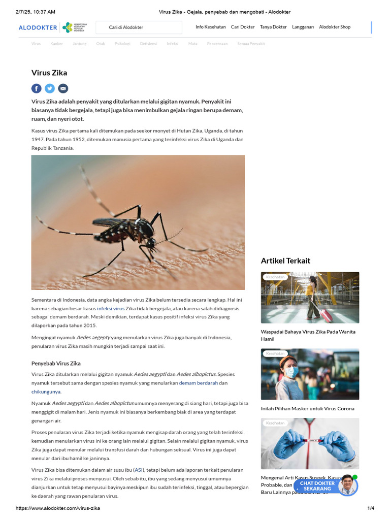 Chikungunya - Gejala, Penyebab Dan Mengobati - Alodokter | PDF