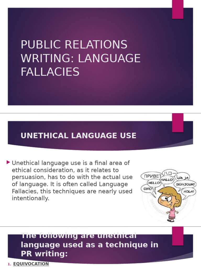 PR Writing - Language | PDF | Fallacy