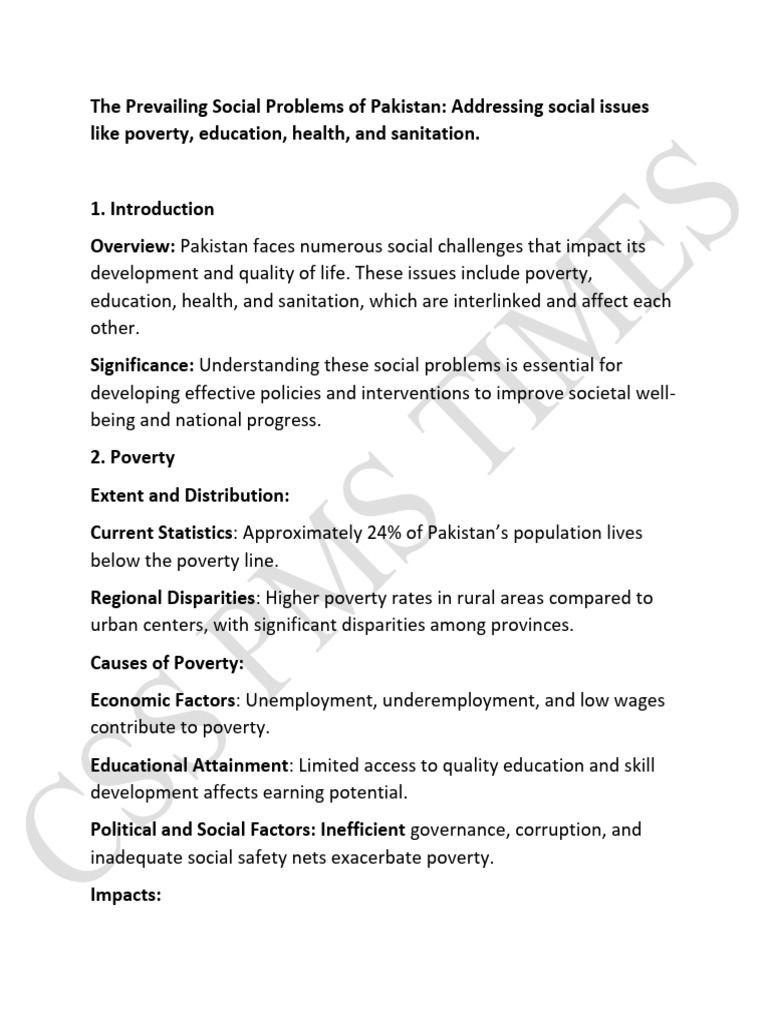 The Prevailing Social Problems of Pakistan | PDF | Pakistan | Poverty ...