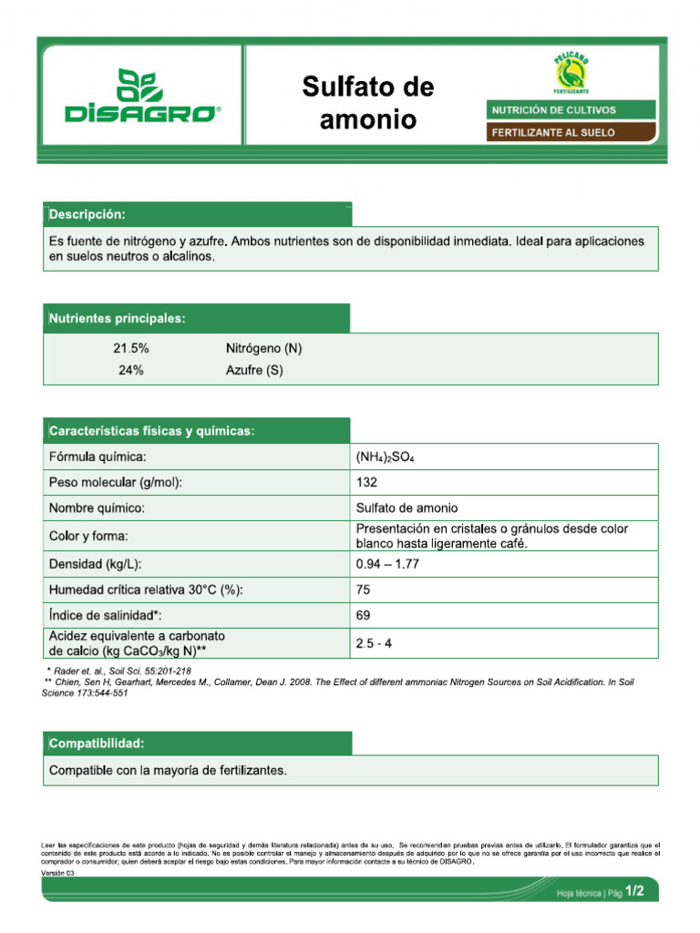 Sulfato de Amonio | PDF