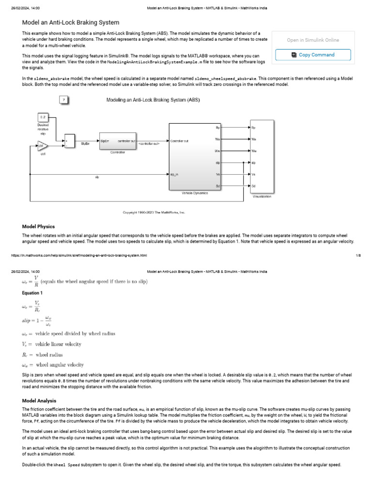 Model An Anti-Lock Braking System - MATLAB & Simulink - MathWorks India | PDF | Anti Lock ...