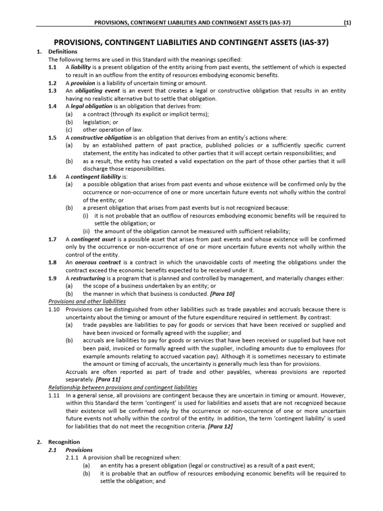 IAS-37 (Including IFRIC-1) - Complete Chapter | PDF | Accrual | Accounts Payable