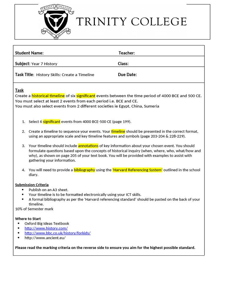 Task 1 Creating A Timeline | PDF | Learning | Cognition