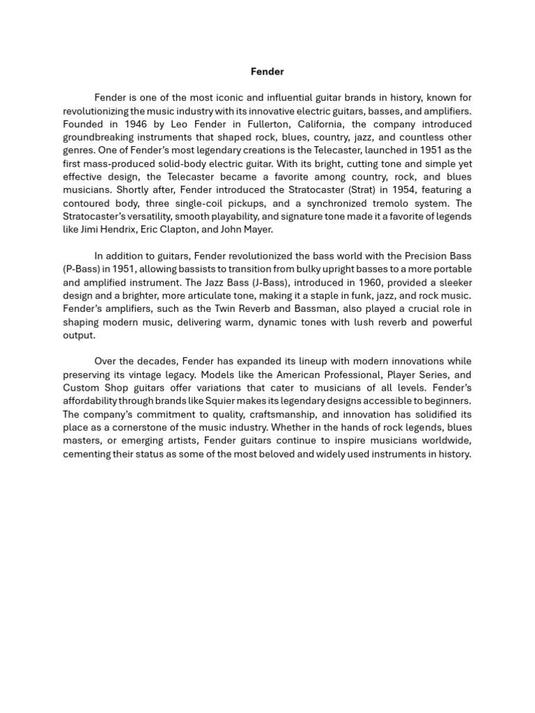 Fender | PDF