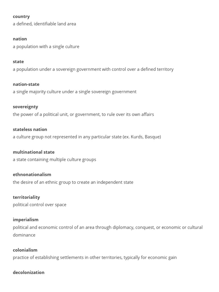 AP Human Geography Unit 4 Terms | PDF