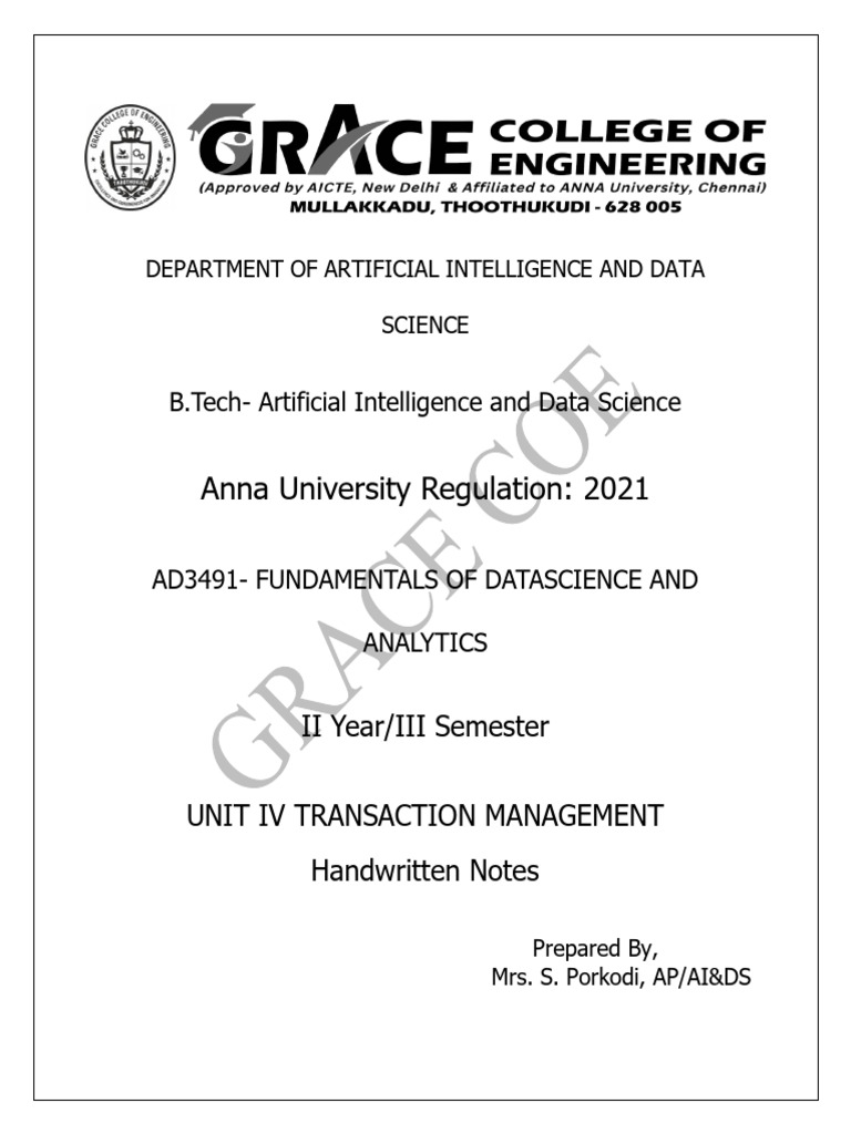 IV - AI & DS - AD3491 - FDSA - Unit1 | PDF | Information Technology | Data Management