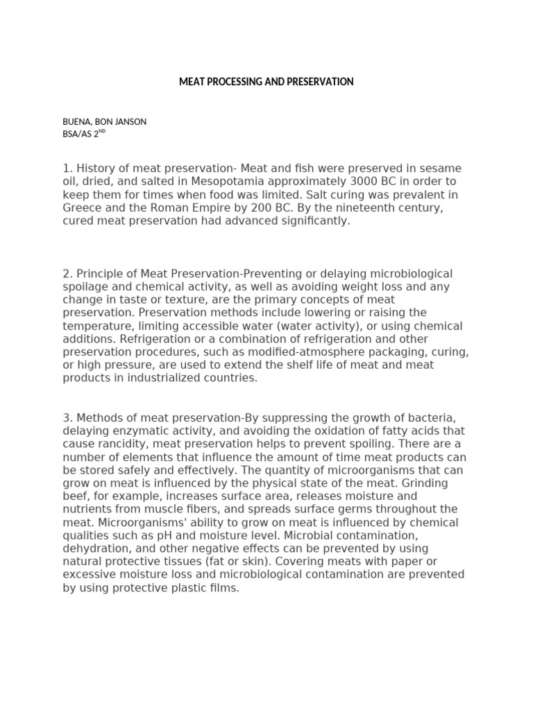 Meat Processing and Preservation Methods | PDF | Food Preservation | Meat