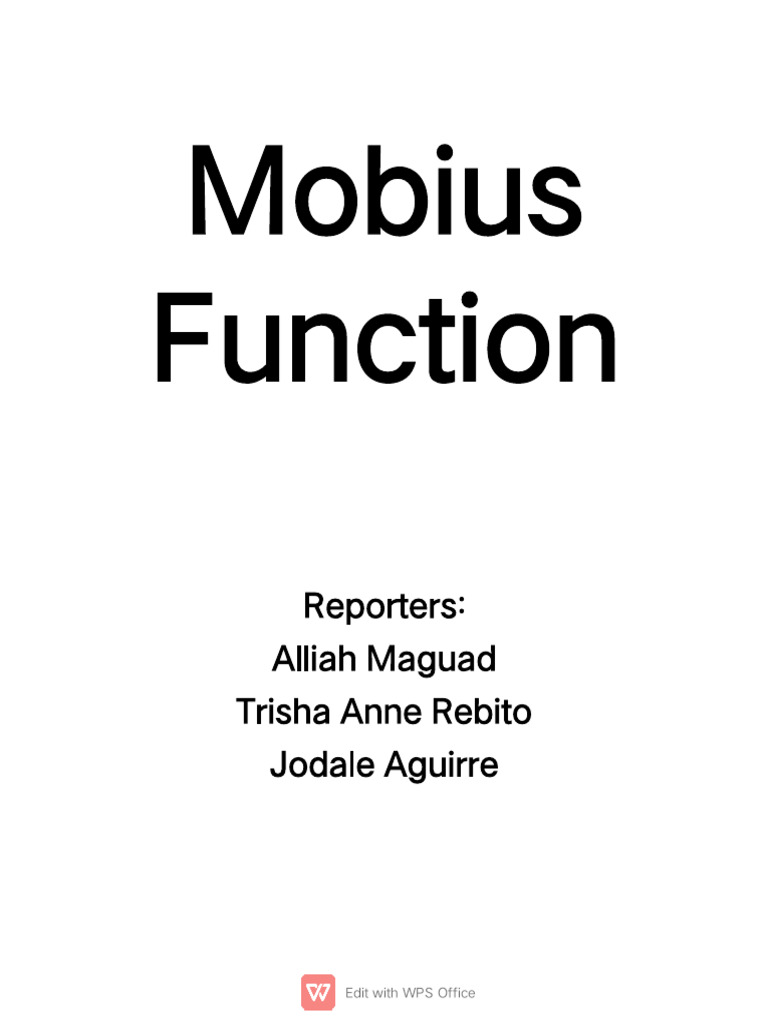 Mobius Functions Notes | PDF | Mathematical Concepts | Functions And ...