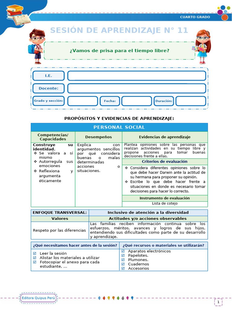 Sesiones de Aprendizaje - Semana 2 - UD X - Editora Quipus Perú | PDF | Evaluación | Aprendizaje