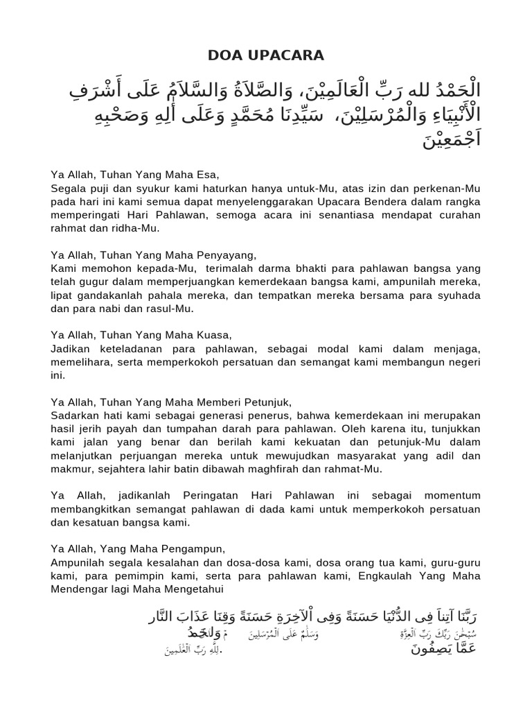 Doa Upacara Hari Pahlawan | PDF