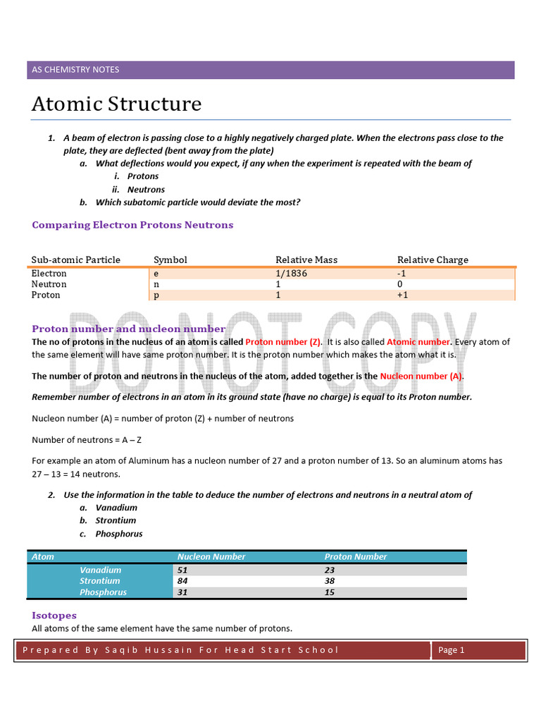 Atomic Structure and Isotopes in Chemistry | PDF | Atoms | Proton