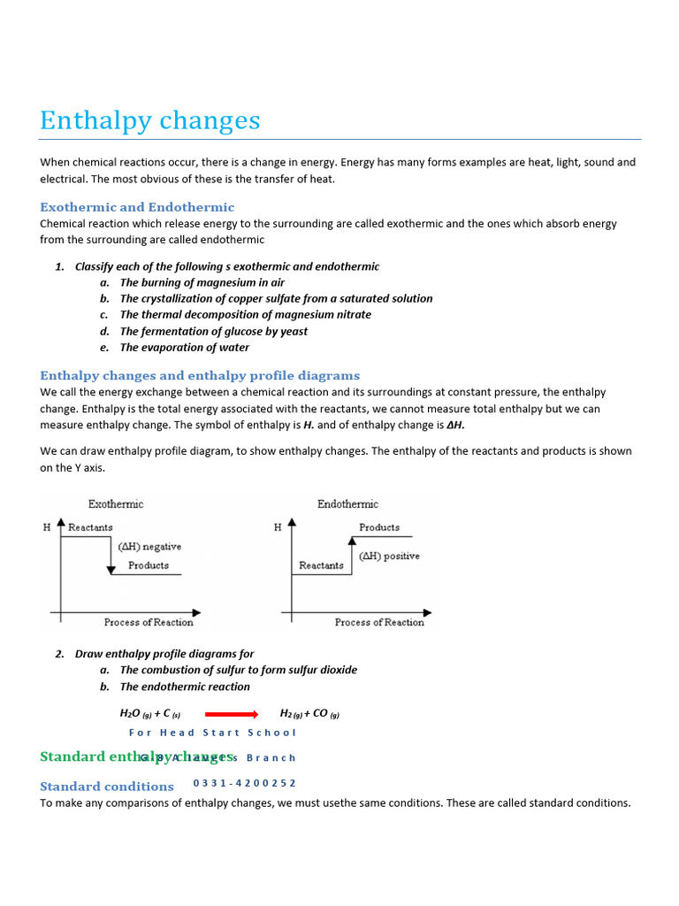 Enthalpy changes | PDF | Enthalpy | Sodium Hydroxide