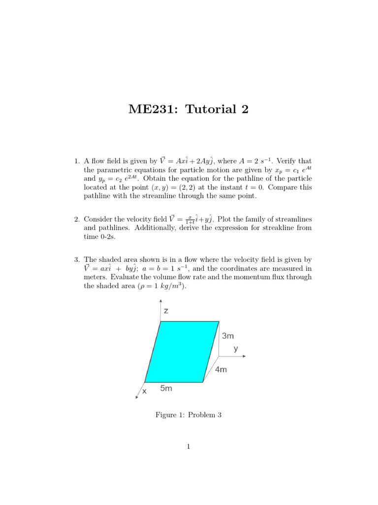 Tutorial 2 (1) | PDF | Flow Measurement | Momentum