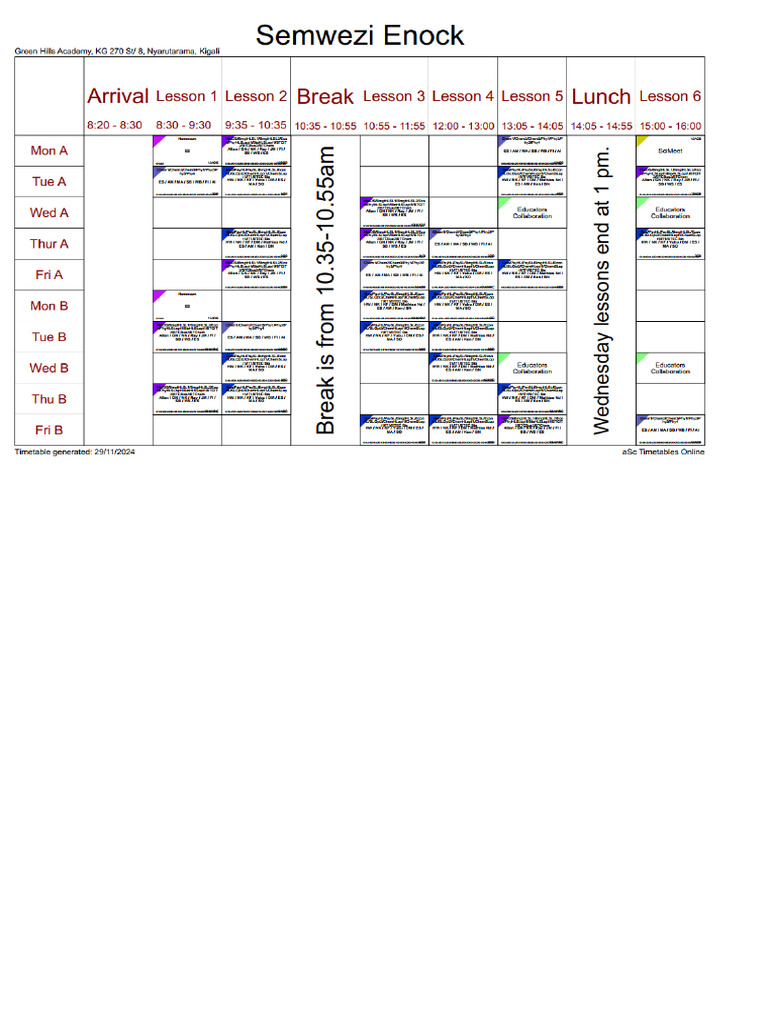 My Time Table. | PDF