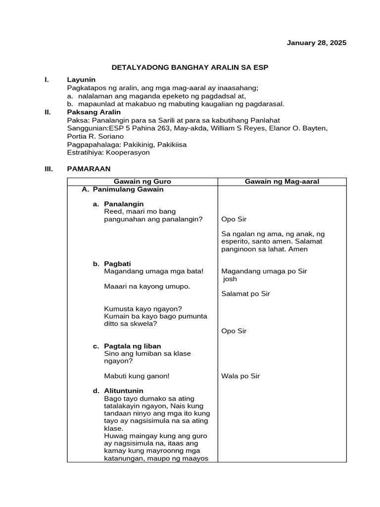Lesson Plan Esp.1122133 | PDF