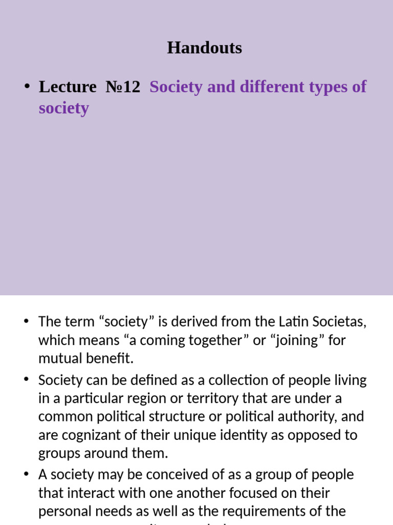 Types of Societies Explained | PDF | Society | Civilization